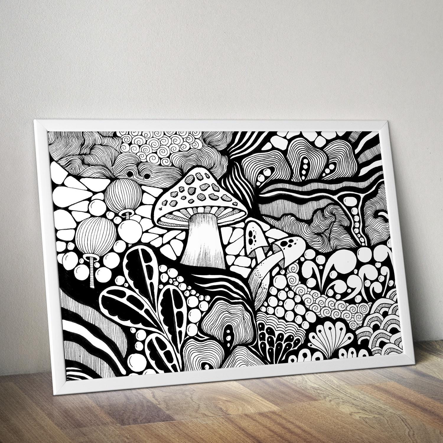Abstraktes Zentangle Art Poster - Handgezeichnetes Abstraktes Poster ...