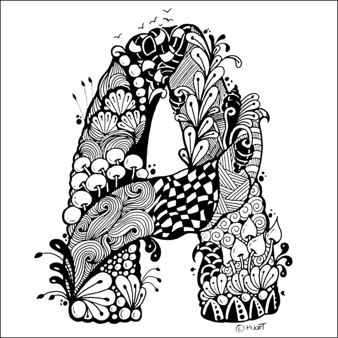 Essence Letter A Crafted in Digital Zentangle Style Original Design for ...