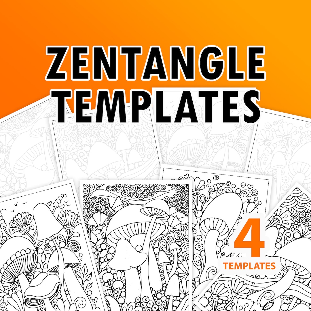 Zentangle Drawing Templates for Practice and Art Therapy | 4 Beautiful ...
