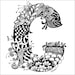 Downloadable Zentangle Letter C Pattern in Zen Style Relaxing Coloring ...