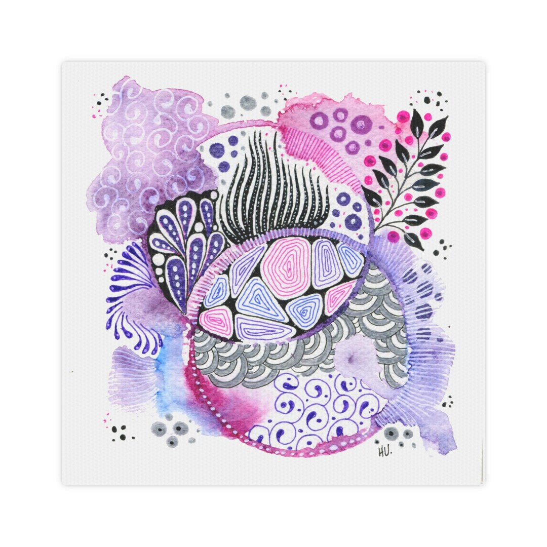 Canvas Photo Tile, Hu Art Watercolor Zentangle Art, Home Decor, Wall ...