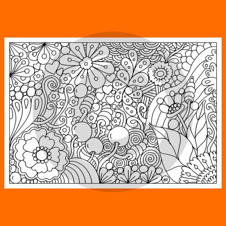 Abstract Zentangle Flowers Printable Adult Coloring Page - Etsy