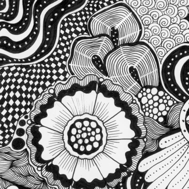 Original Handmade Black & White Zentangle Drawing on Paper | Unique Art ...