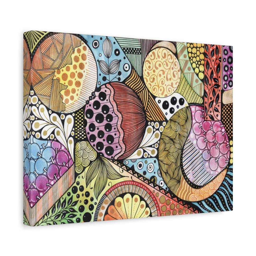 Colorful Abstract Zentangle Canvas Art, Wall Decor, Unique Home Decor ...