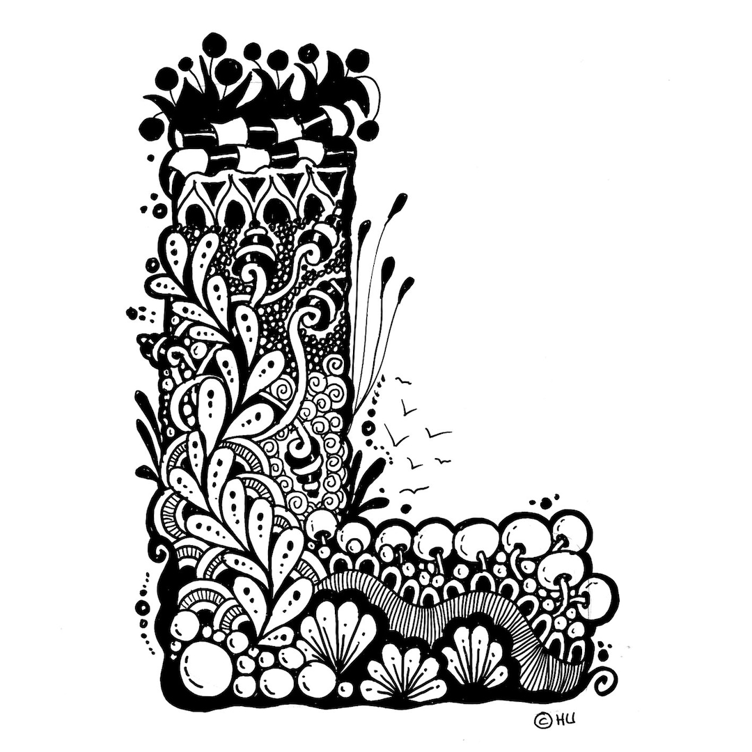 Zentangle Letter L, Zentangle Alphabet Letter L, Digital Letter L Jpg ...
