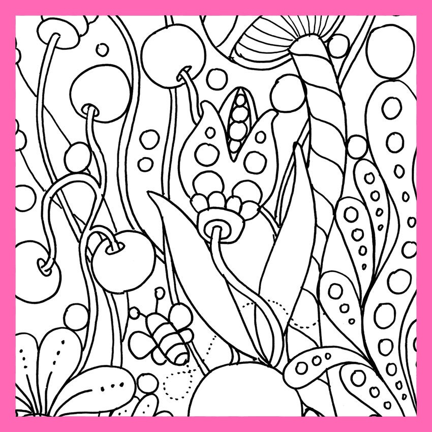 Zentangle Mushroom, Flower and Landscape Coloring Page Educational and ...