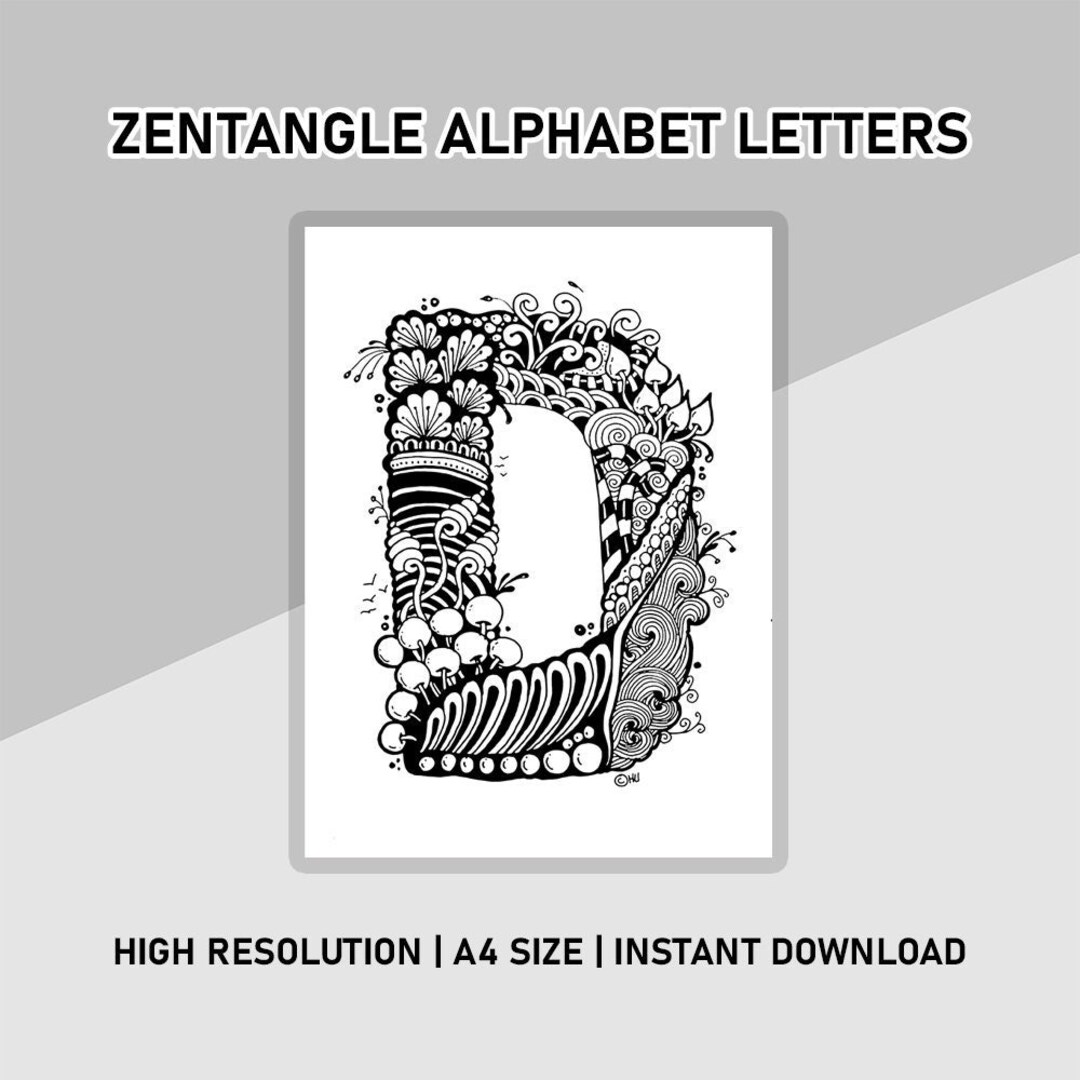 Zentangle Alphabet Letter D Zentangle Art Zentangle Letter - Etsy