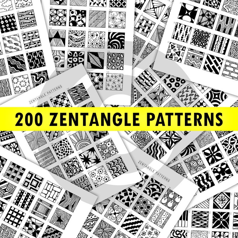 200 Zentangle Patterns Super Training Set , Zentangle Pattern Training ...