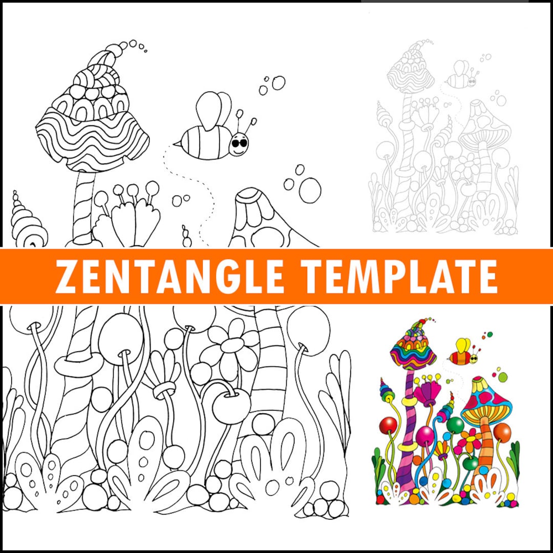 Zentangle Mushroom Drawing Practice Sheets , Zentangle Drawing ...