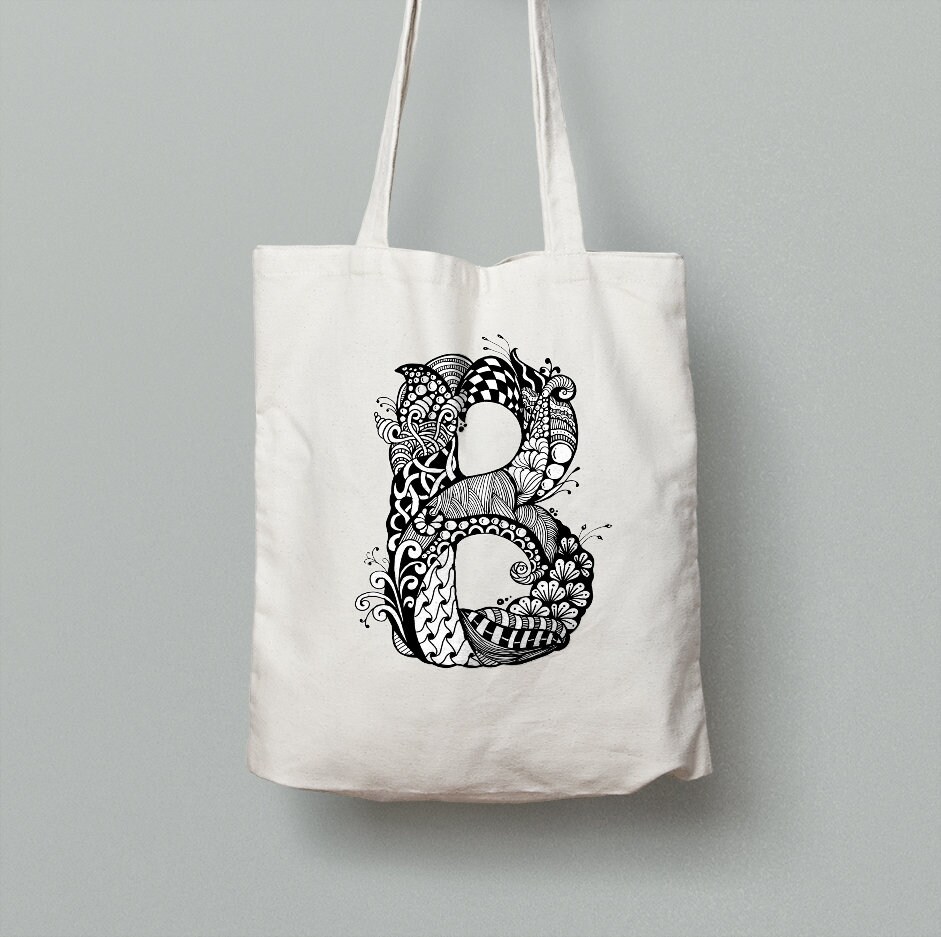 Unique Zentangle Handcrafted Letter B for Your Personalized Art and ...