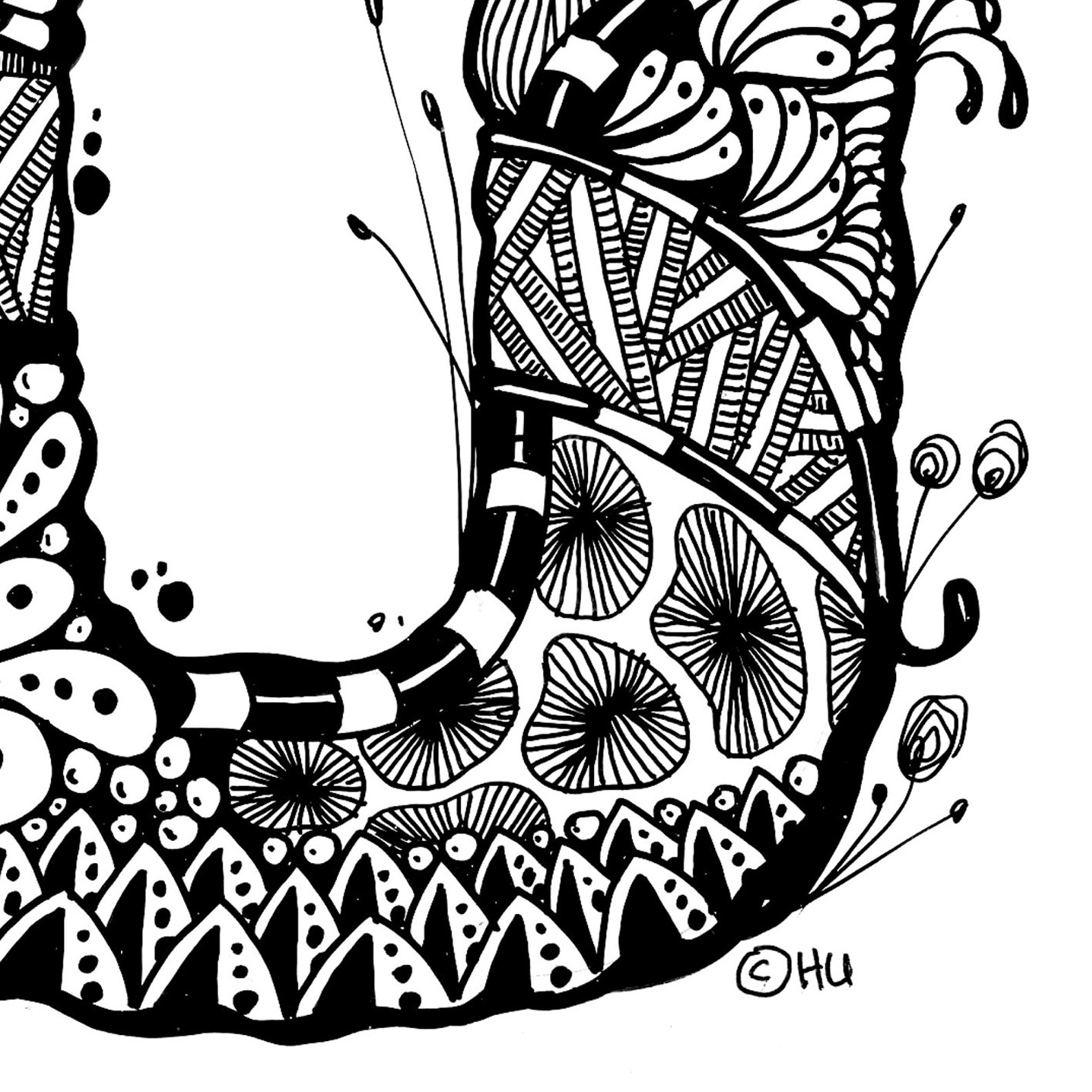 Zentangle Letter O, Zentangle Letters, Alphabet Letter O, Digital ...