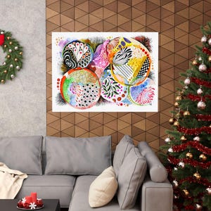 Colorful Zentangle Art Print, Matte Horizontal Poster for Home Decor ...