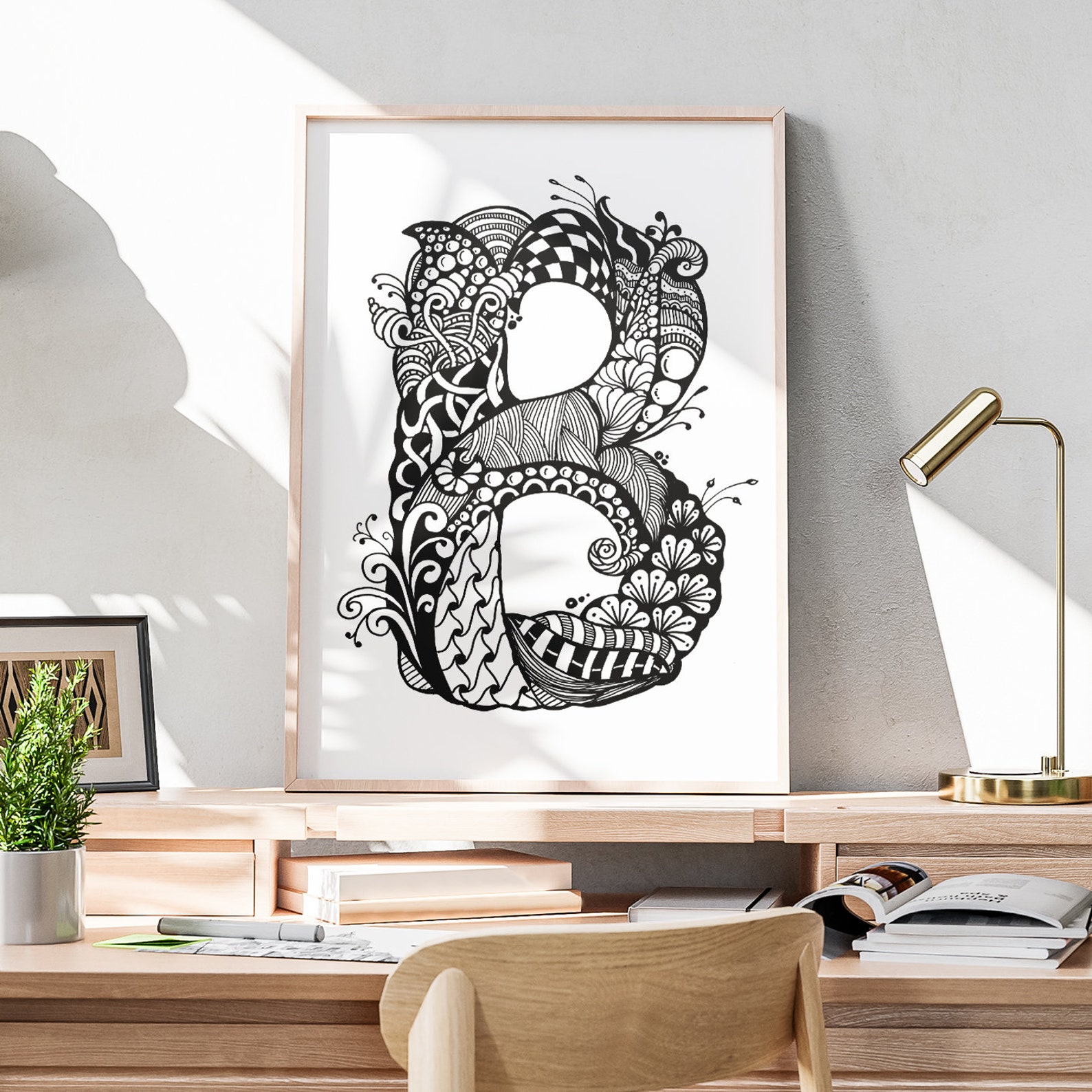 Unique Zentangle Handcrafted Letter B - for Your Personalized Art and ...