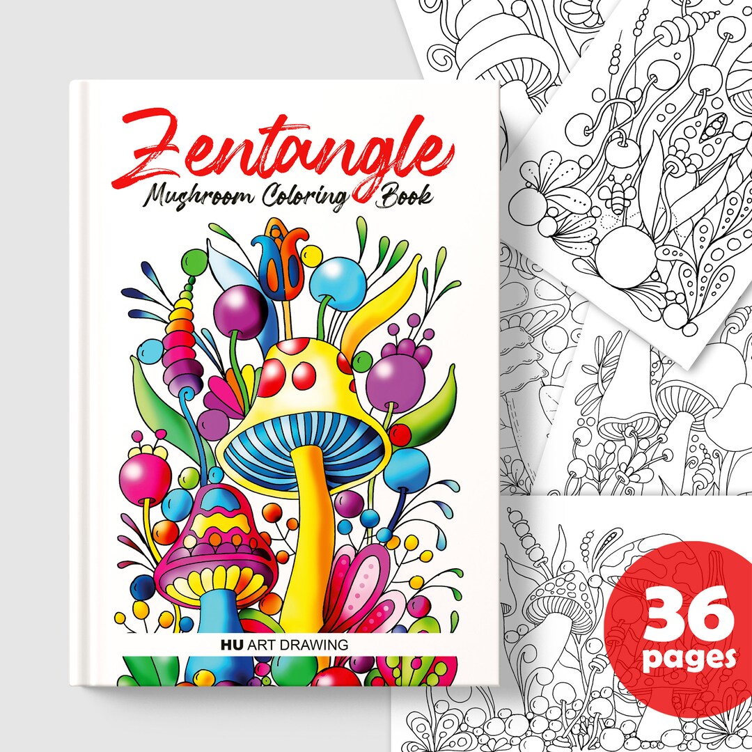 Zentangle Coloring Book , Zentangle Mushrom Coloring Book for Adult ...