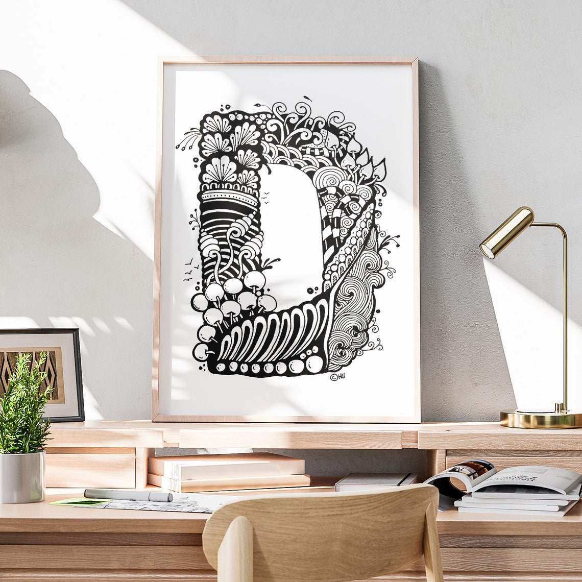 Zentangle Alphabet Letter D , Zentangle Art , Zentangle Letter for ...