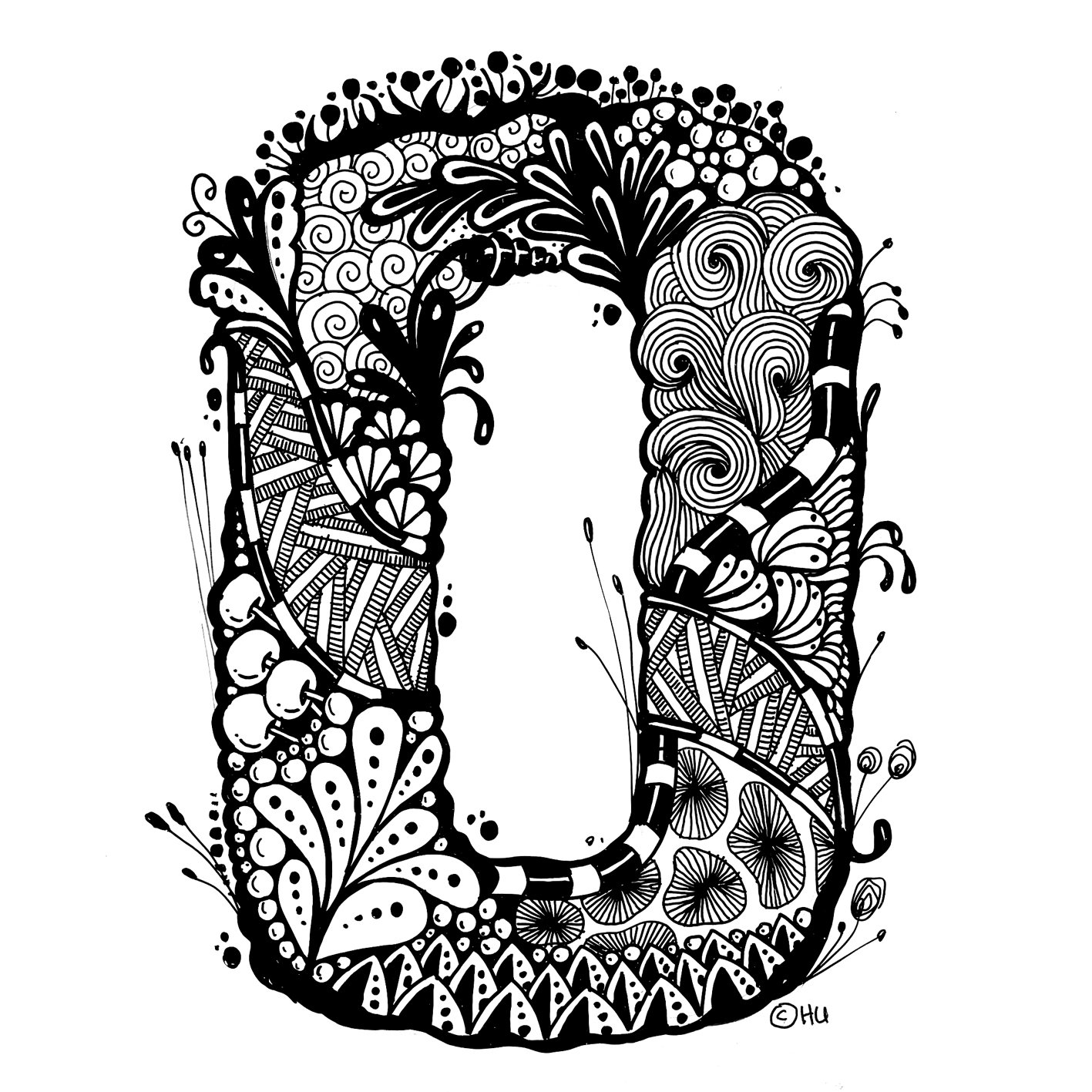 Zentangle Letter O, Zentangle Letters, Alphabet Letter O, Digital ...