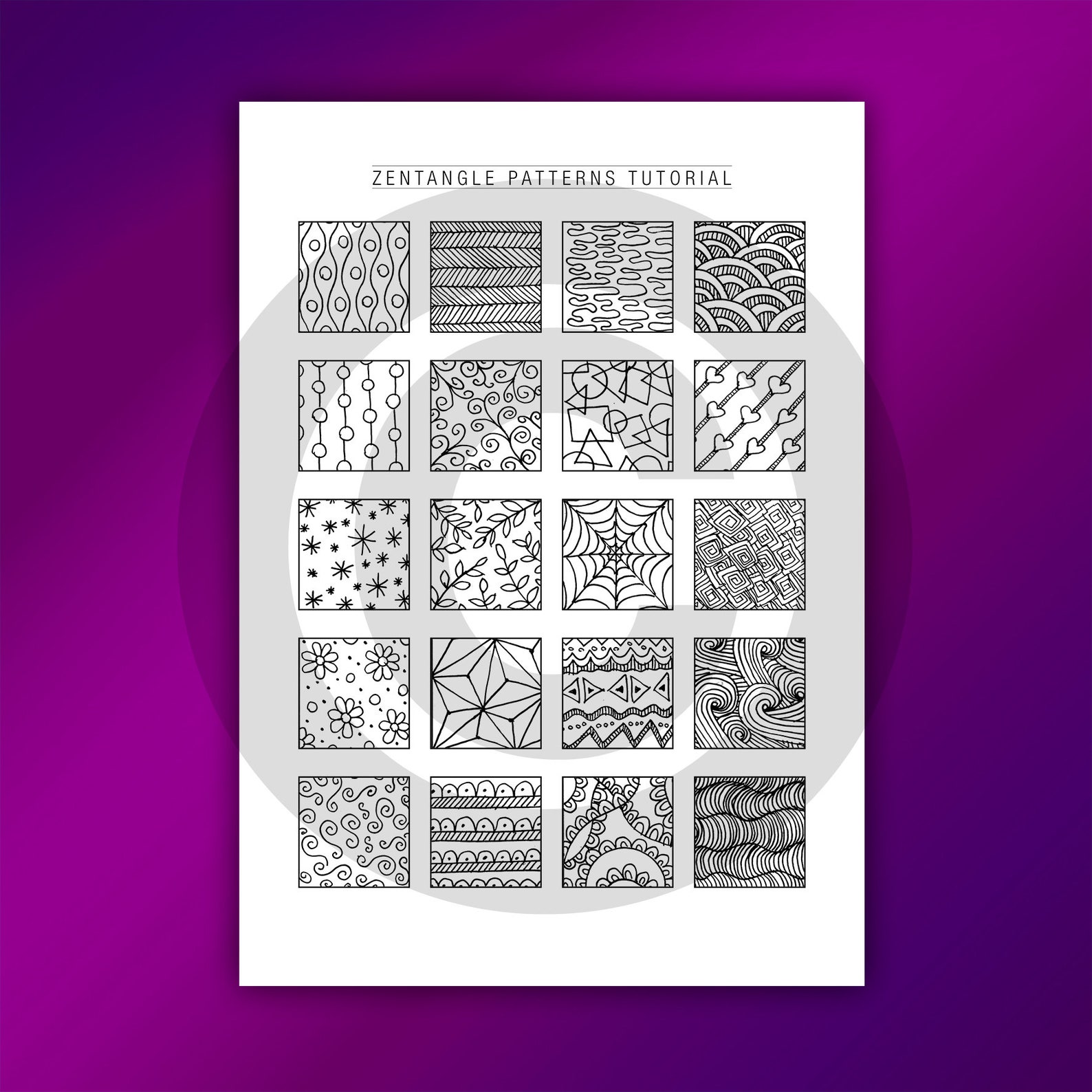 Basic Zentangle Pattern Templates, Practice and Zentangle Training ...