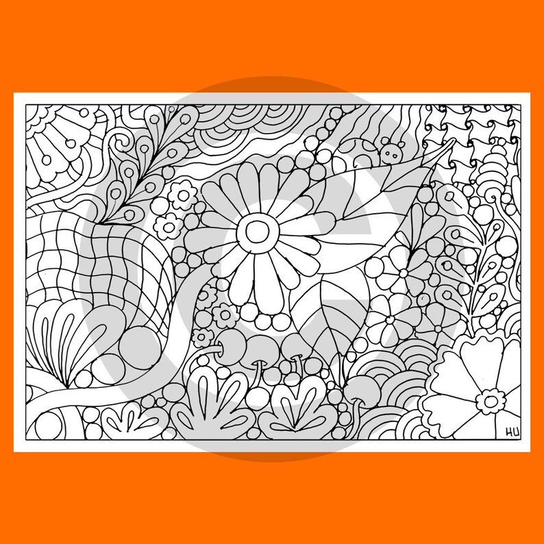 Abstract Zentangle Flowers Printable Adult Coloring Page - Etsy