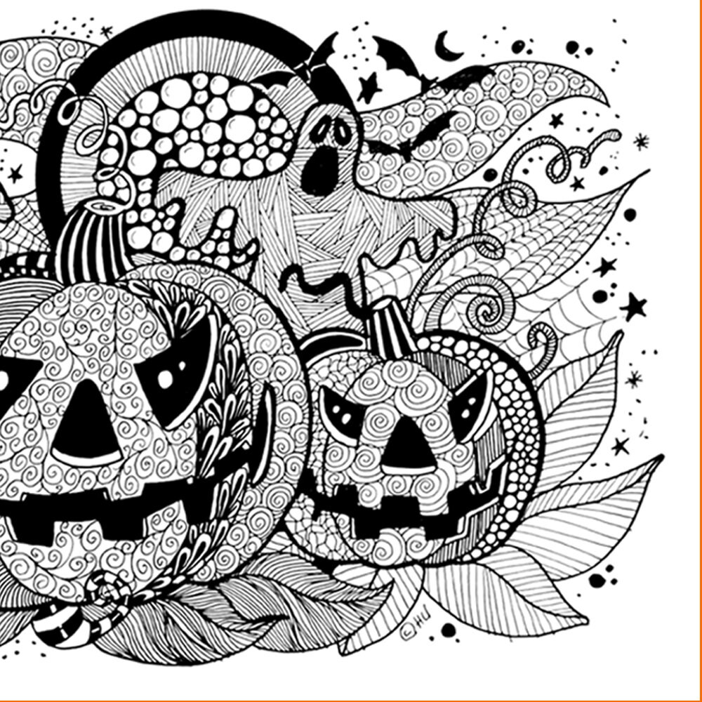 Halloween Zentangle Template: Step-by-step Drawing Tutorial (digital ...