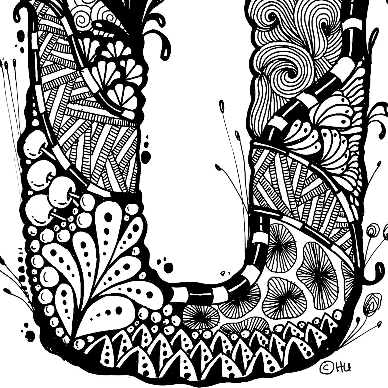 Zentangle Letter O, Zentangle Letters, Alphabet Letter O, Digital ...