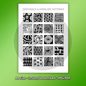 Zentangle Pattern Templates: Doodling and Mandala Art (PDF) - Etsy