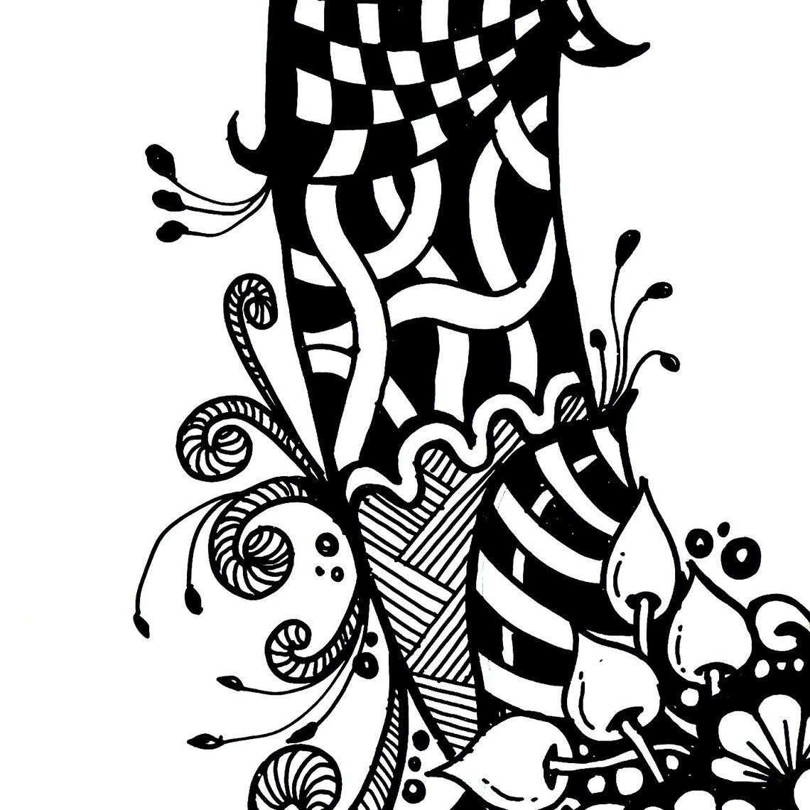 Downloadable Zentangle Letter C Pattern in Zen Style Relaxing Coloring ...