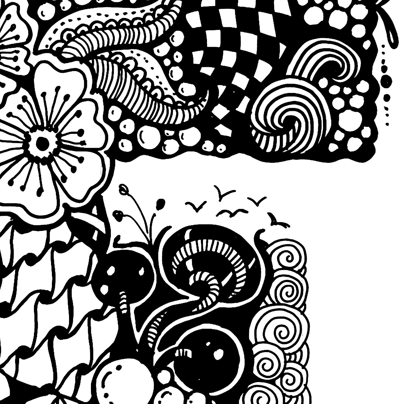 Zentangle Letters, Letter F Zentangle, Zentangle Alphabet, Digital F ...