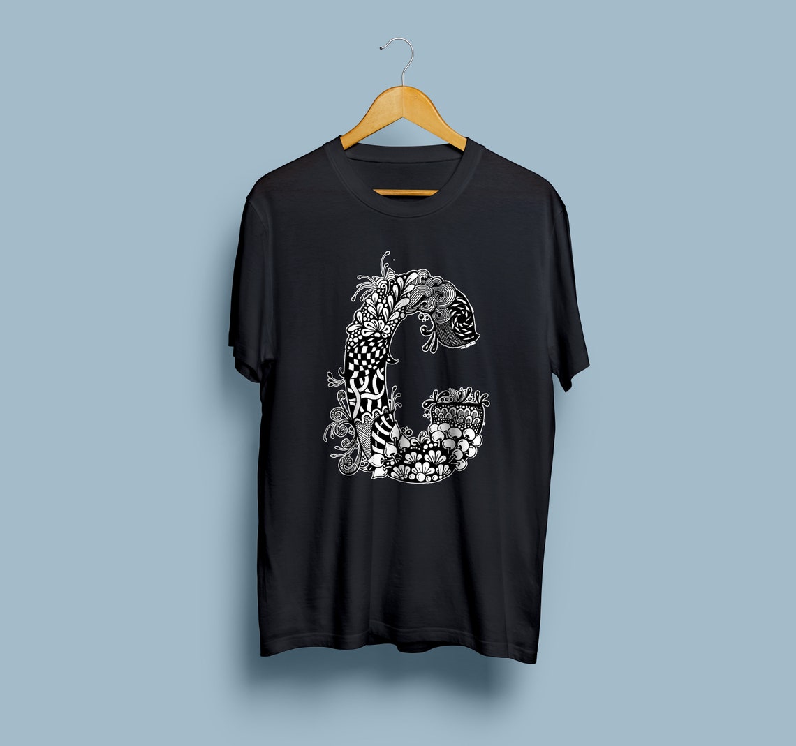 Downloadable Zentangle Letter C Pattern in Zen Style Relaxing Coloring ...