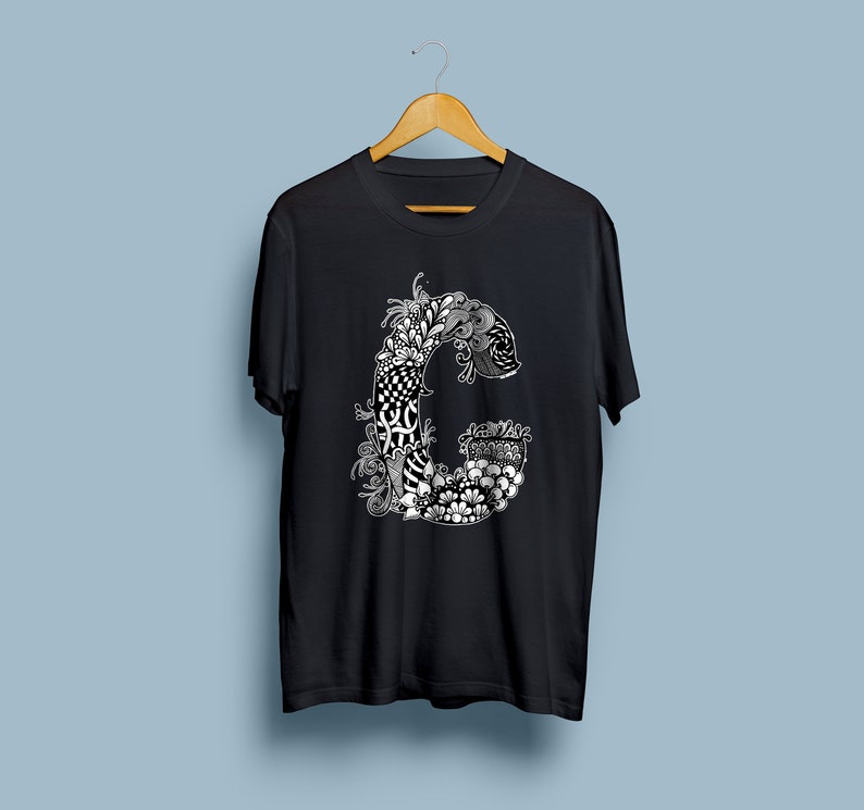 Downloadable Zentangle Letter C Pattern in Zen Style - Relaxing ...
