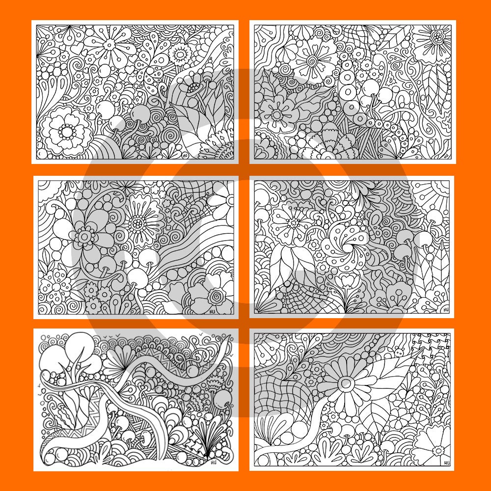 Abstract Zentangle Flowers Printable Adult Coloring Page - Etsy