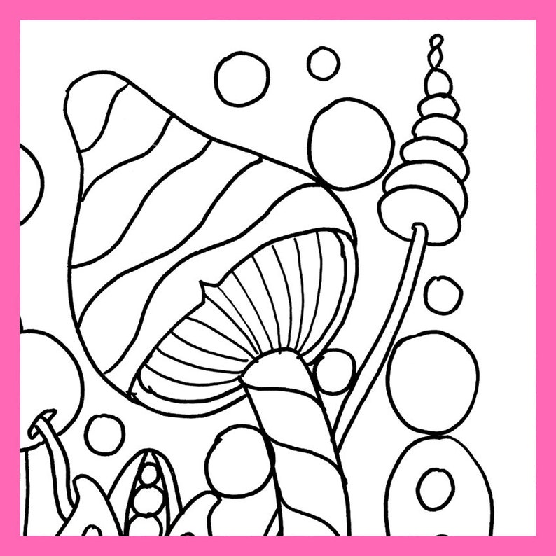 Zentangle Mushroom, Flower and Landscape Coloring Page - Educational ...