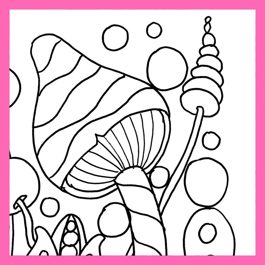 Zentangle Mushroom, Flower and Landscape Coloring Page Educational and ...