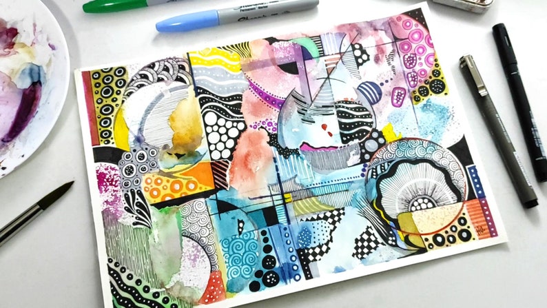 ORIGINAL | Handmade Original Watercolour Zentangle Artwork - Etsy