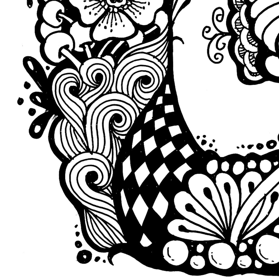 Zentangle Letter G, Zentangle Letters, Alphabet Letter G, Digital ...