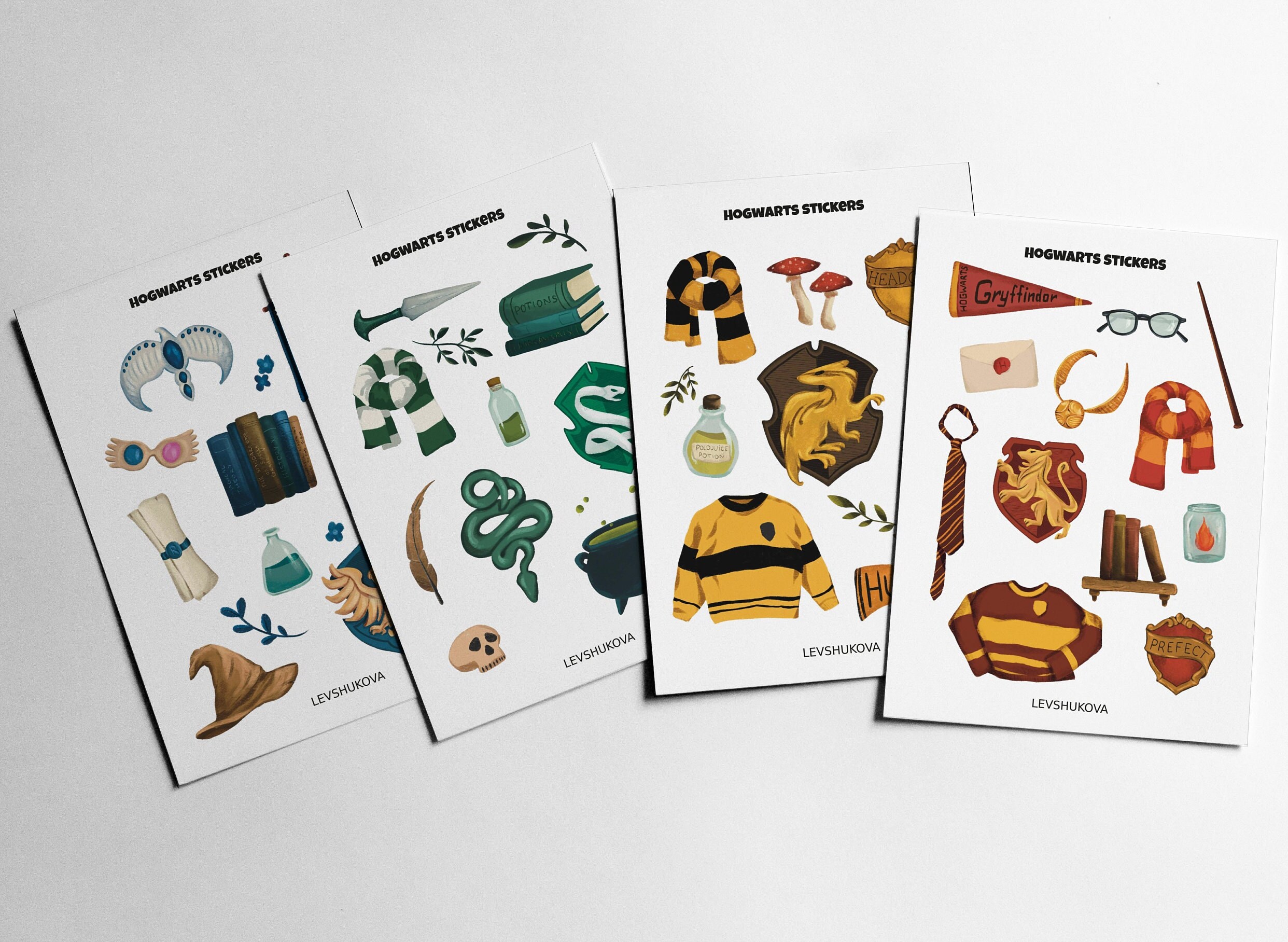 4 Hogwarts Houses Sticker Set, Harry Potter Inspired, Hogwarts Legacy ...