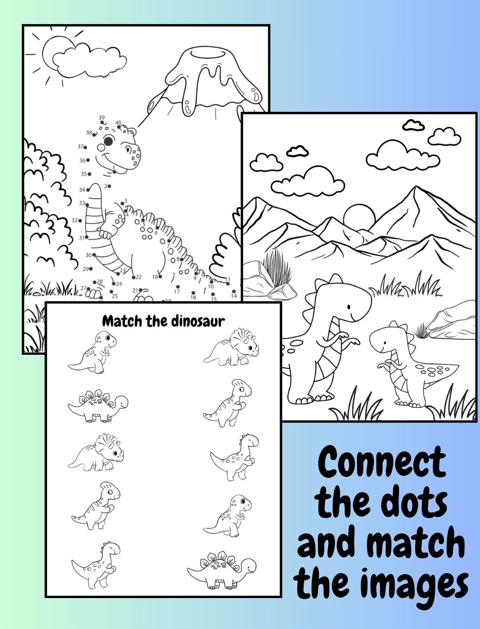 Dinosaur Coloring and Activity Printable Pages - Etsy