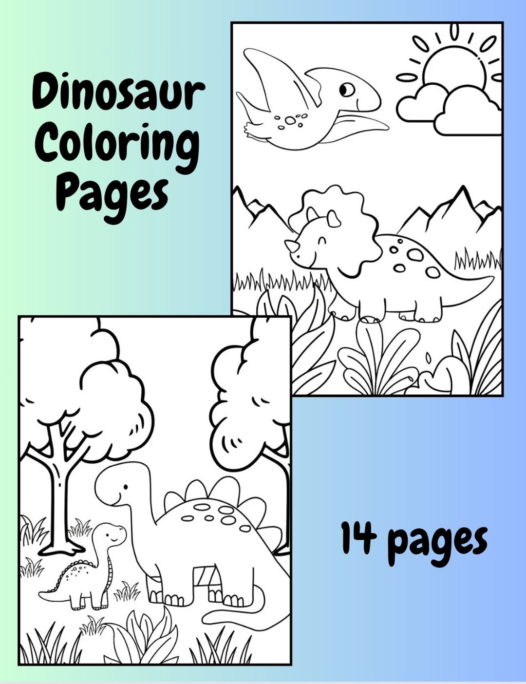 Dinosaur Coloring and Activity Printable Pages - Etsy
