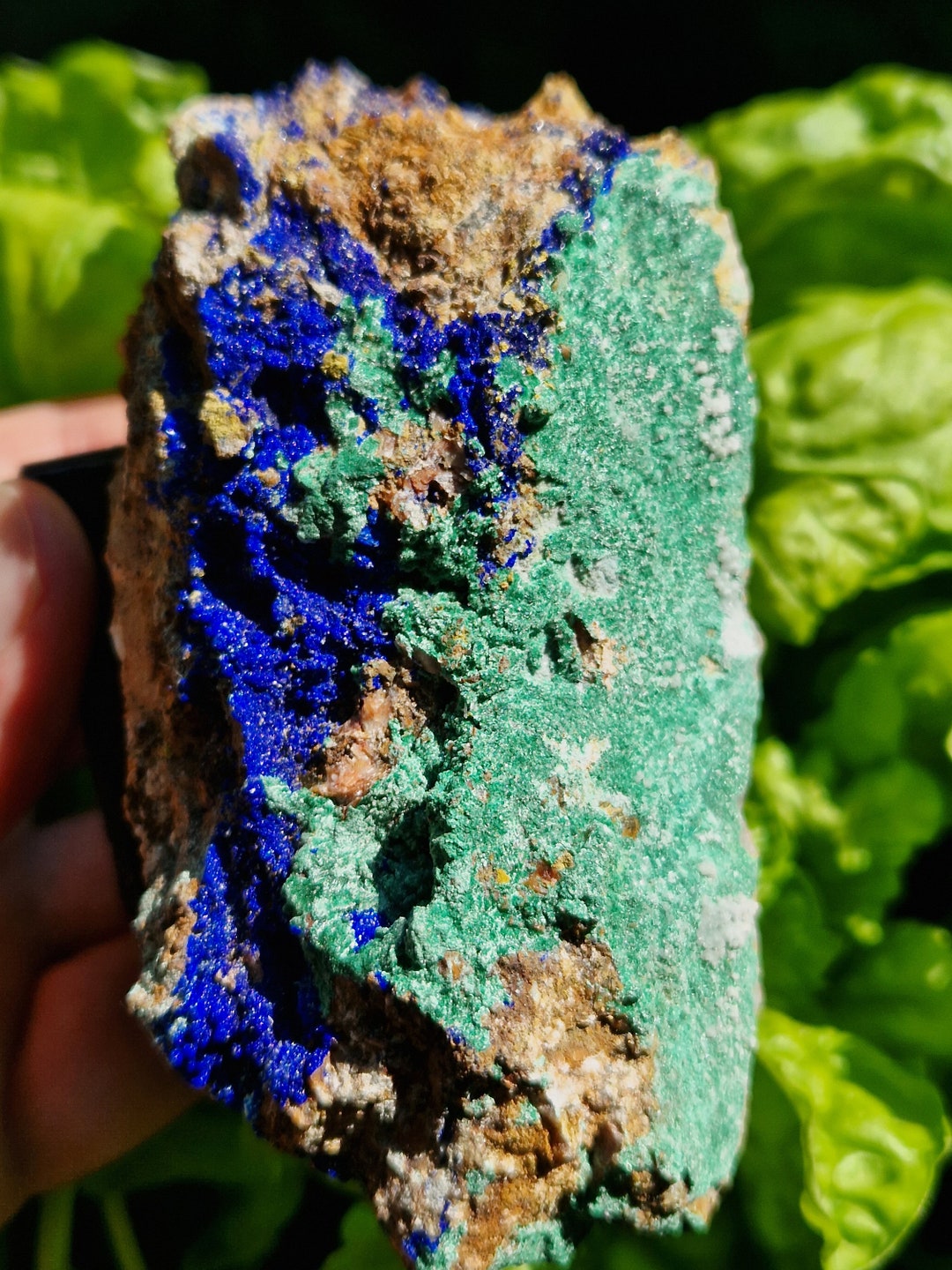 Azurite Malachite Crystals on Natural Mineral Matrix 267 Gr Morocco ...