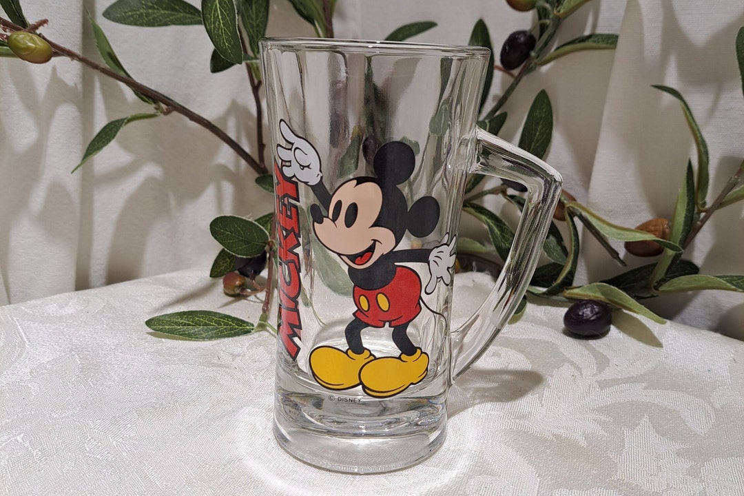 Vintage Disney Mickey Mouse Glass Beverage Mug - Mickey Mouse ...