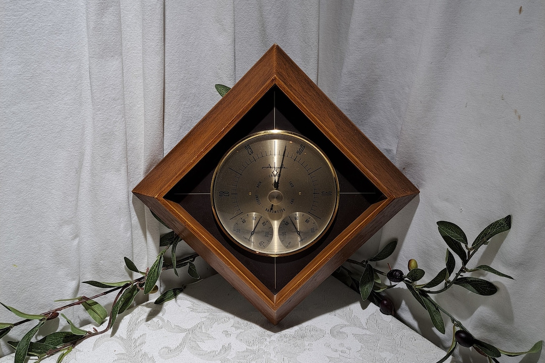 Vintage Airguide Instruments Mid Century Faux Wood Design Barometer ...