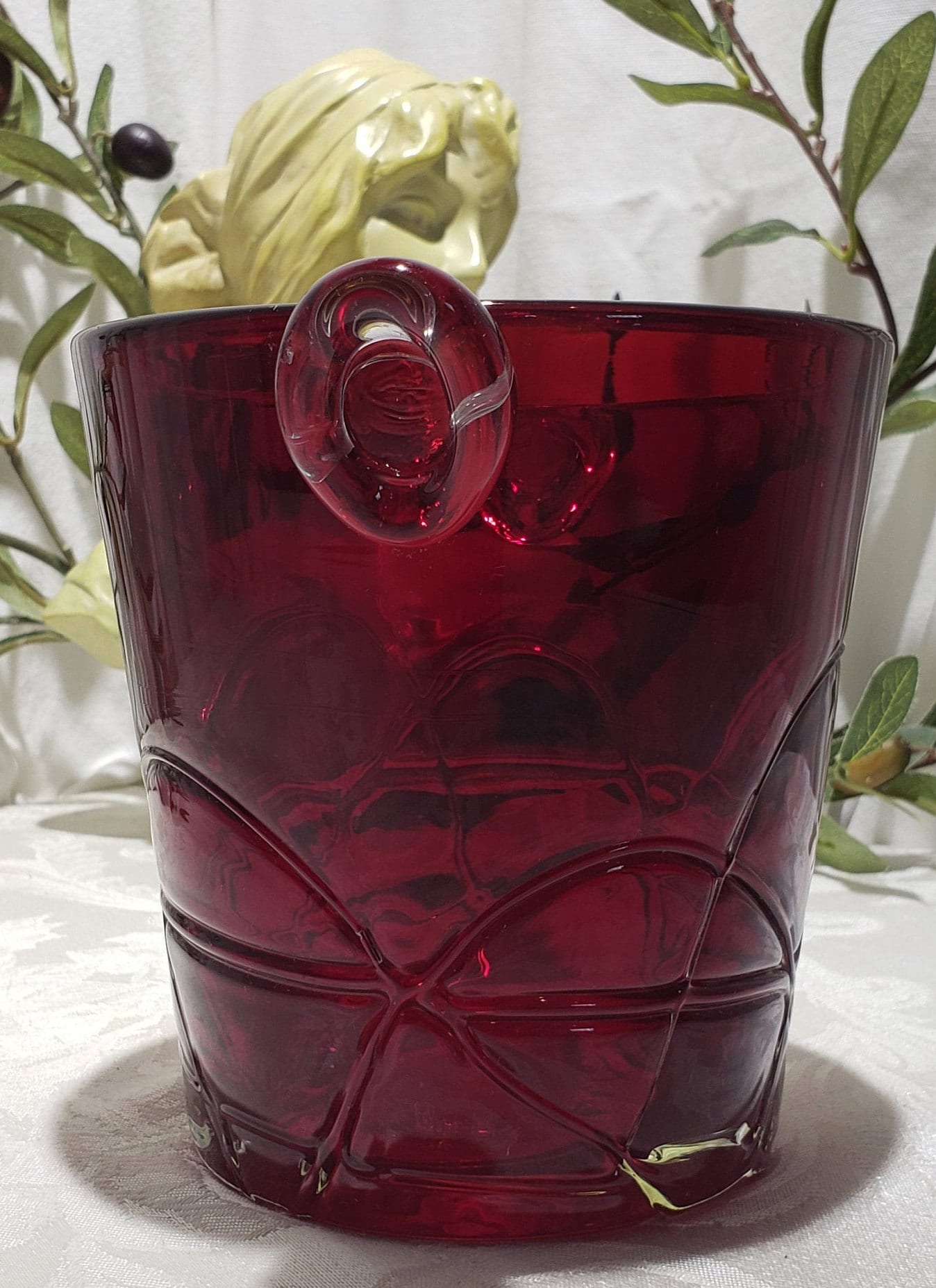Vintage Hand Blown Ruby Red Glass Ice Bucket - Bar Decor - Etsy