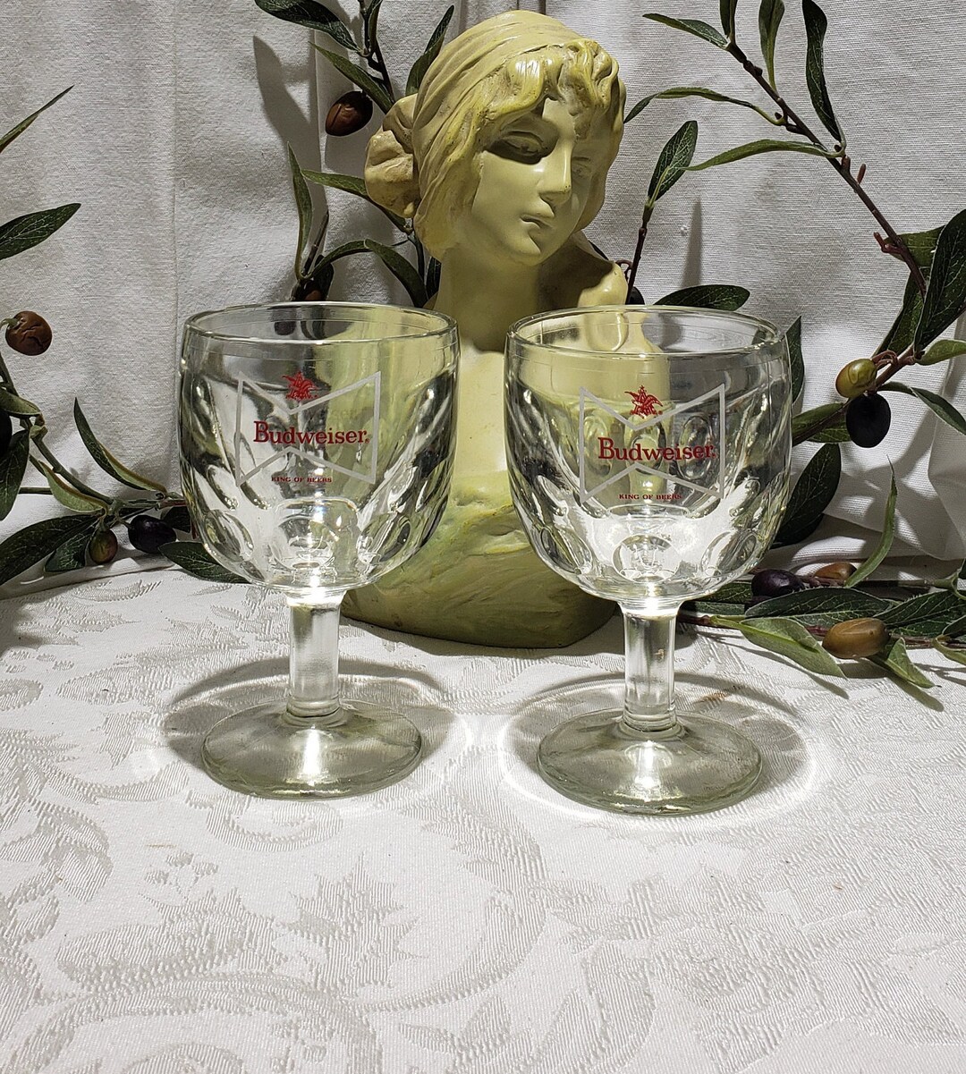 Vintage Set of 2 16 Oz. Classic American Beer Glass Goblets - Budweiser ...