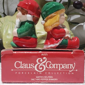 Vintage Avon Claus & Company Porcelain Collection Santa's Helpers Salt ...