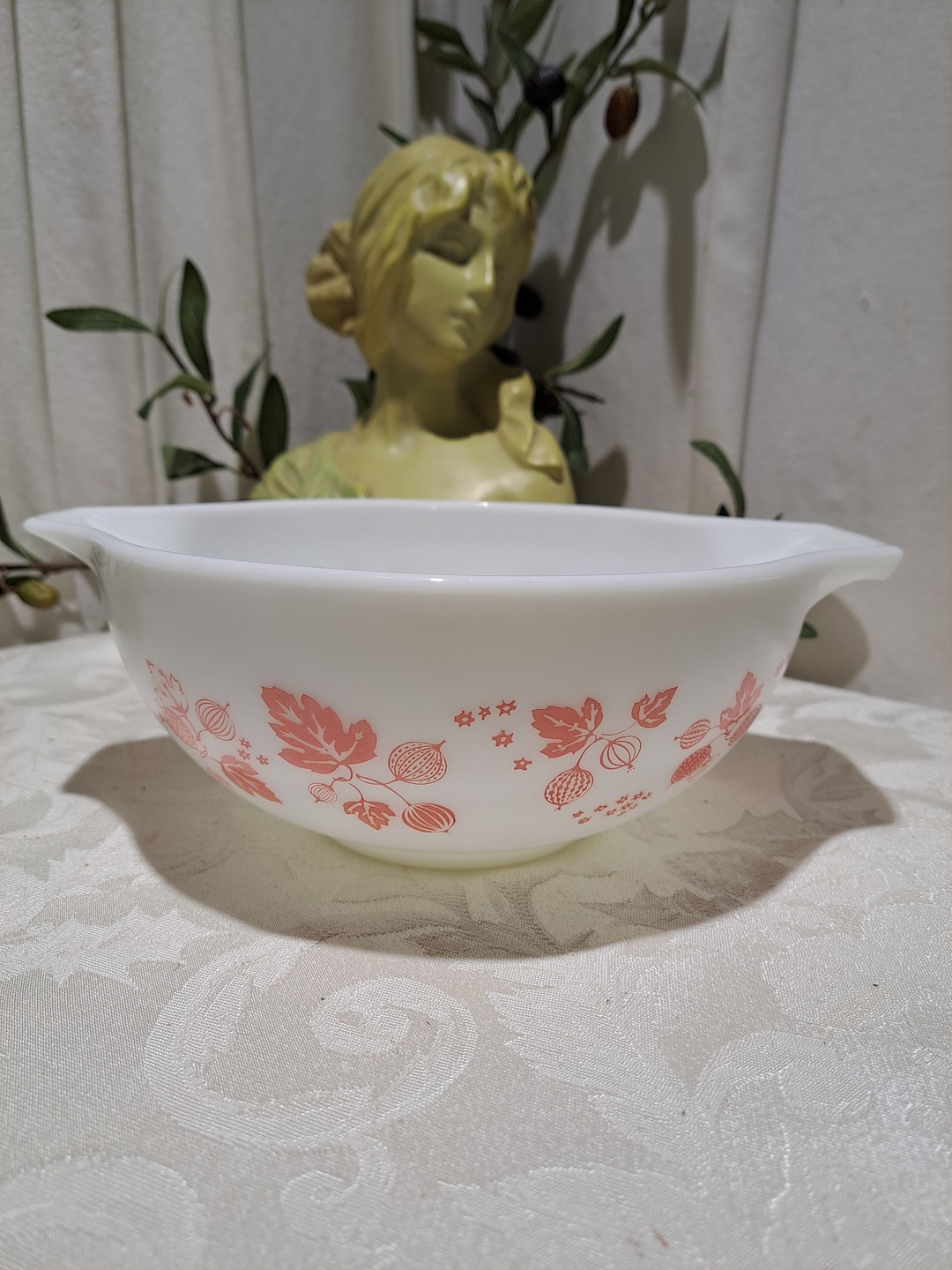 Vintage 1950's 60's Pyrex Pink Gooseberry Pattern No. 443 Large 2 1/2 ...