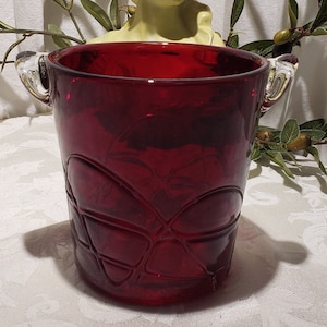 Vintage Hand Blown Ruby Red Glass Ice Bucket - Bar Decor - Etsy