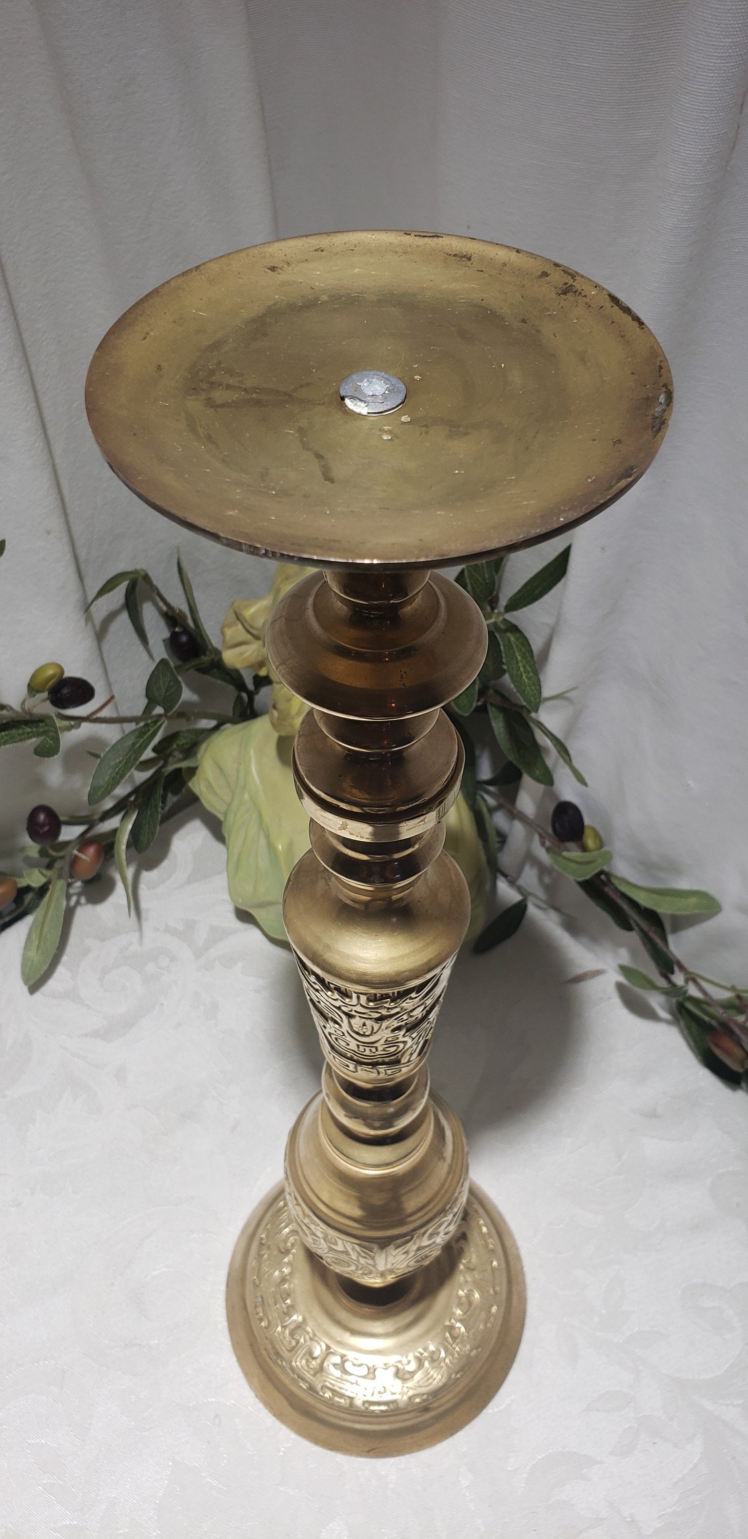 Vintage Large 21 Tall Asian Design Brass Spike Pillar | Etsy