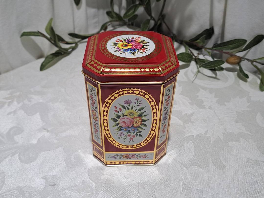 Vintage Gold Detailed & Flower Arrangements Design Octagonal Shaped ...