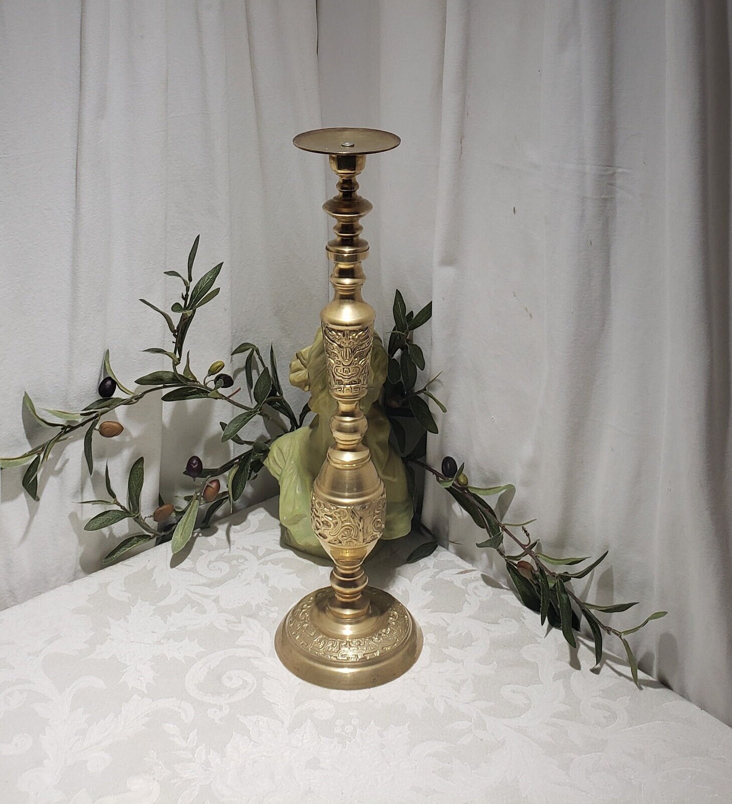 Vintage Large 21 Tall Asian Design Brass Spike Pillar | Etsy