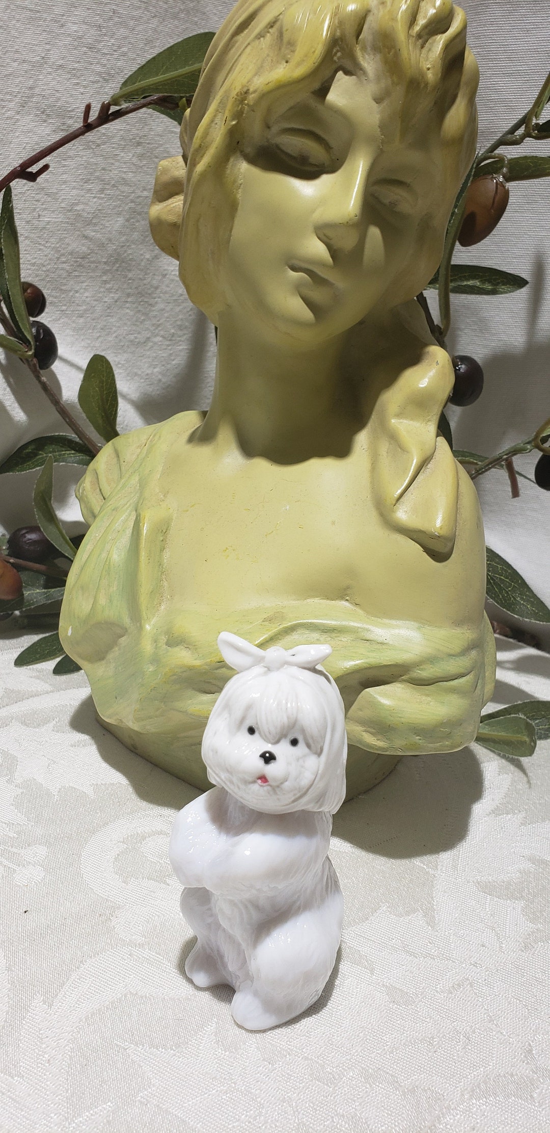 Adorable Vintage Milk Glass Avon Maltese Terrier With Toothache Bandage ...