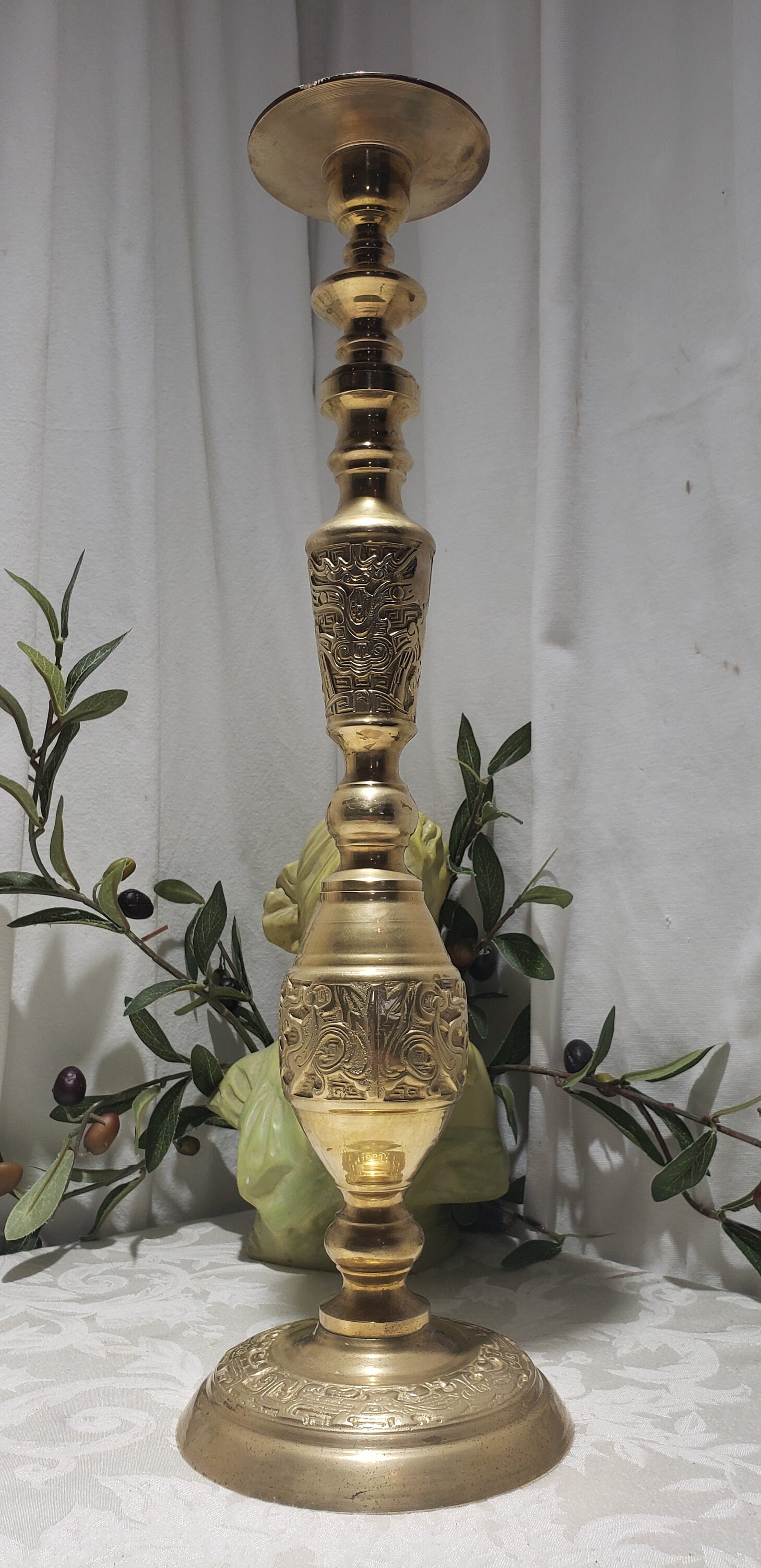 Vintage Large 21 Tall Asian Design Brass Spike Pillar | Etsy